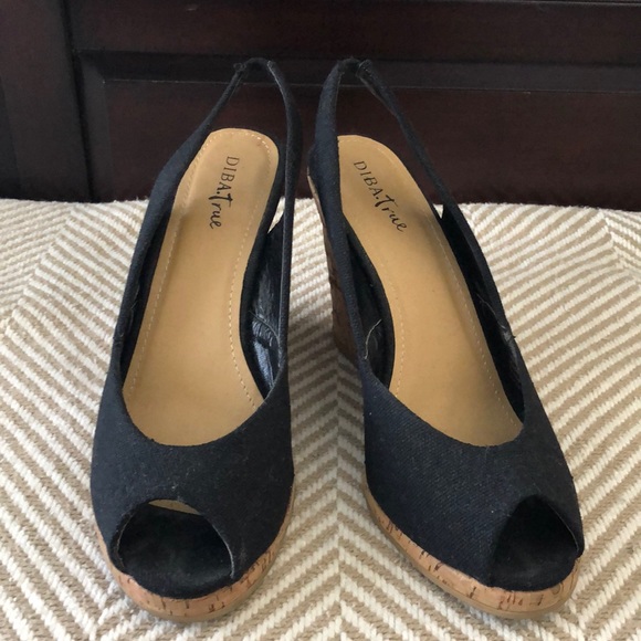 Diba | Shoes | Diba Black Slingback Wedges | Poshmark